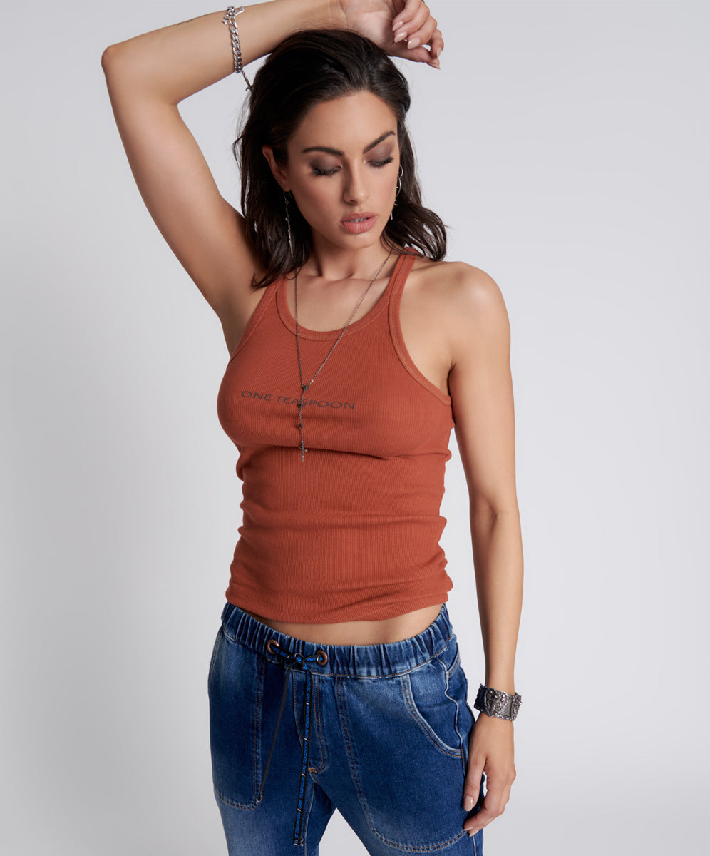 One Teaspoon Logo Singlet | One Teaspoon