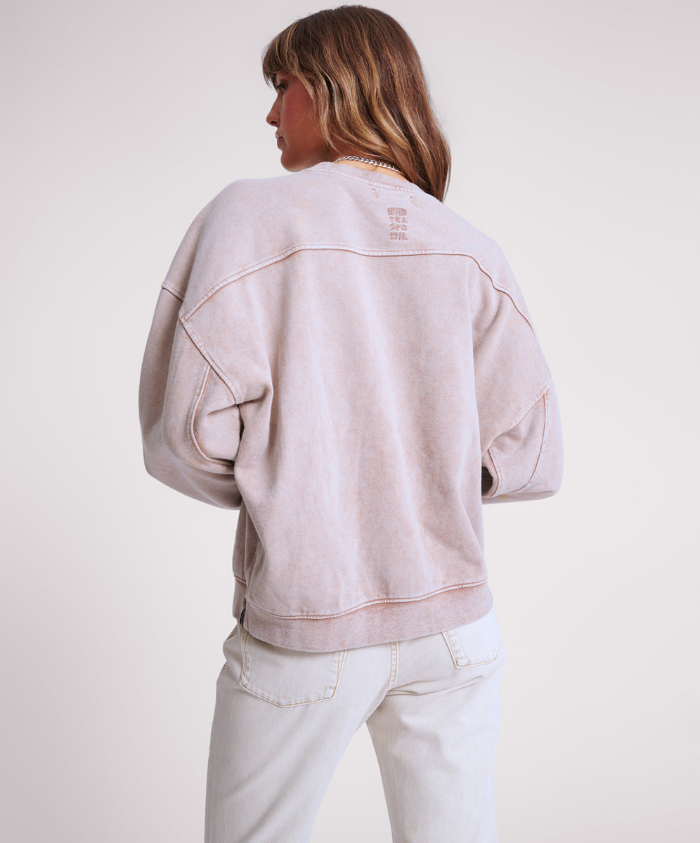 Bower Bird Retro Crew Sweater - Sand | One Teaspoon