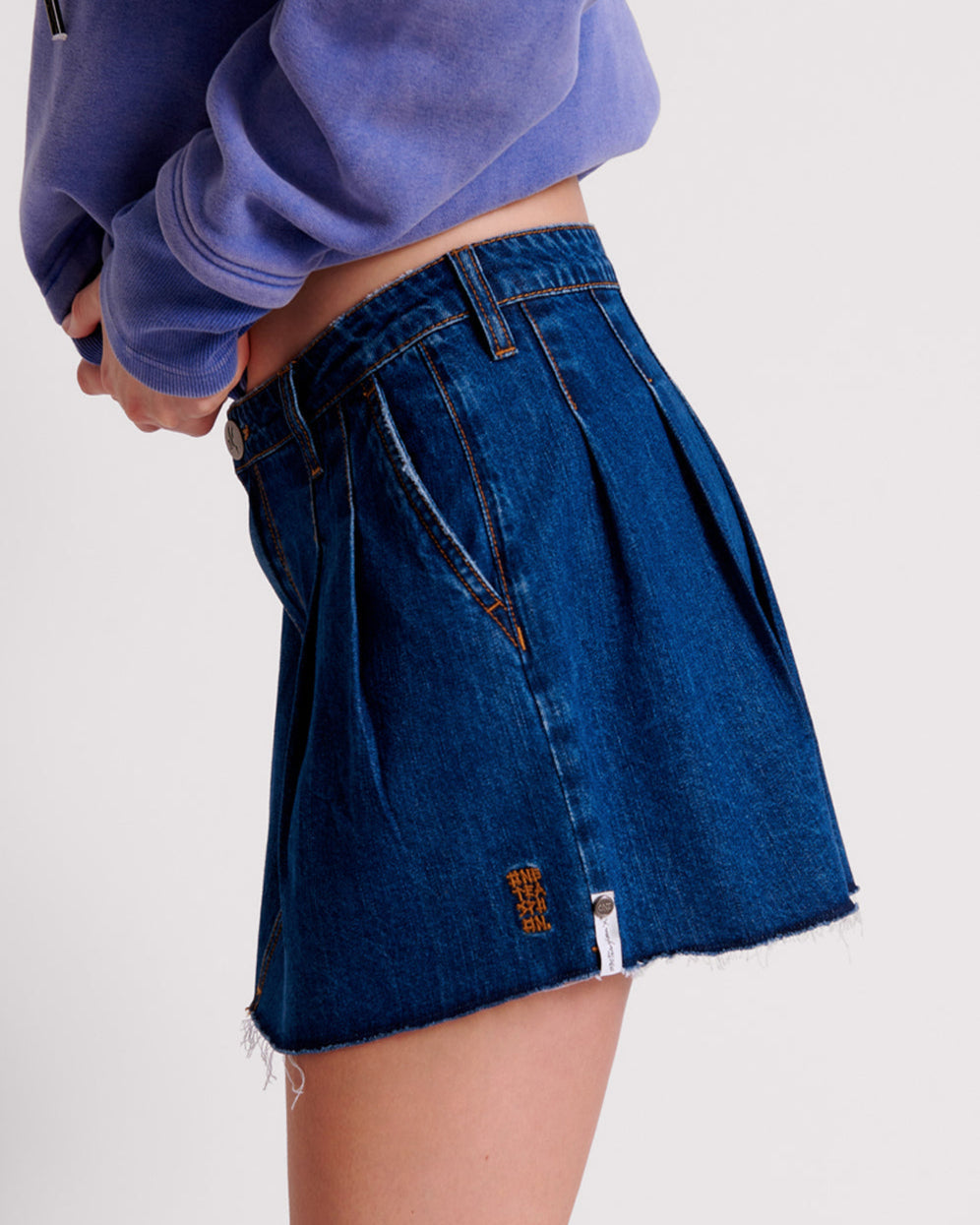 Pleated Micro Denim Mini Skirt - Blue Moon | One Teaspoon