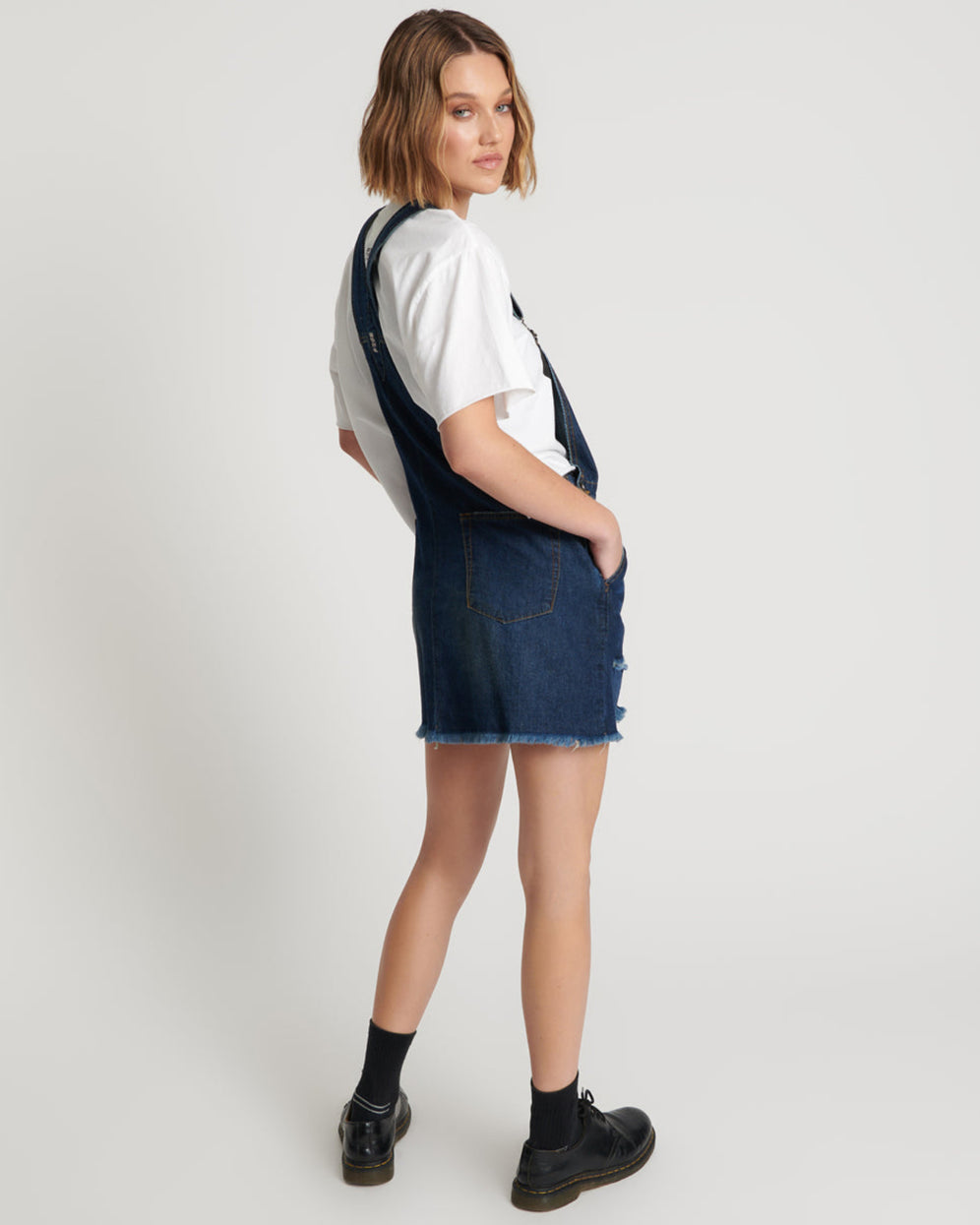 Stanton St Denim Mini Pini Dress - Royal Blue | One Teaspoon