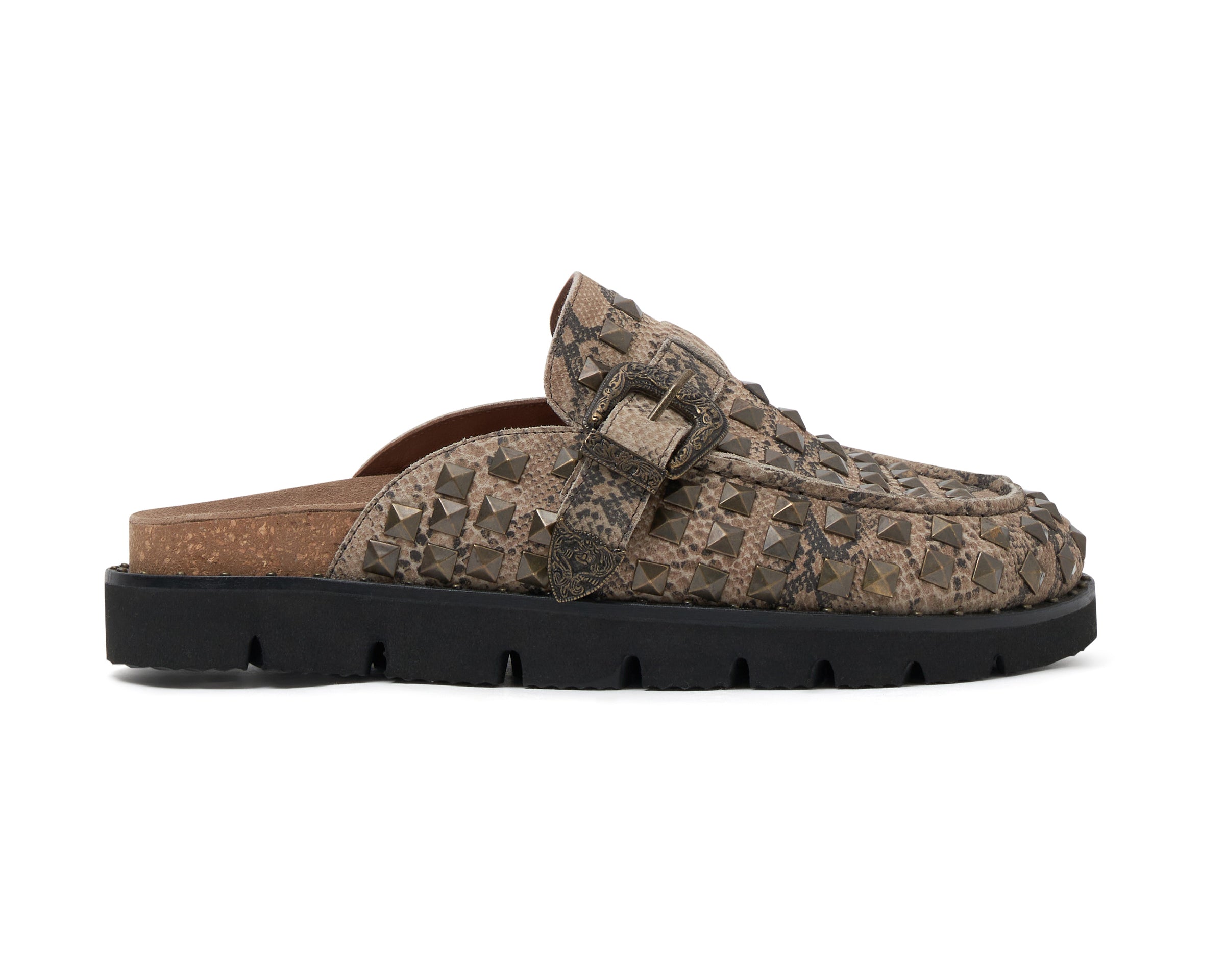 STUDDED SNAKE PHOENIX SLIDES - One Teaspoon