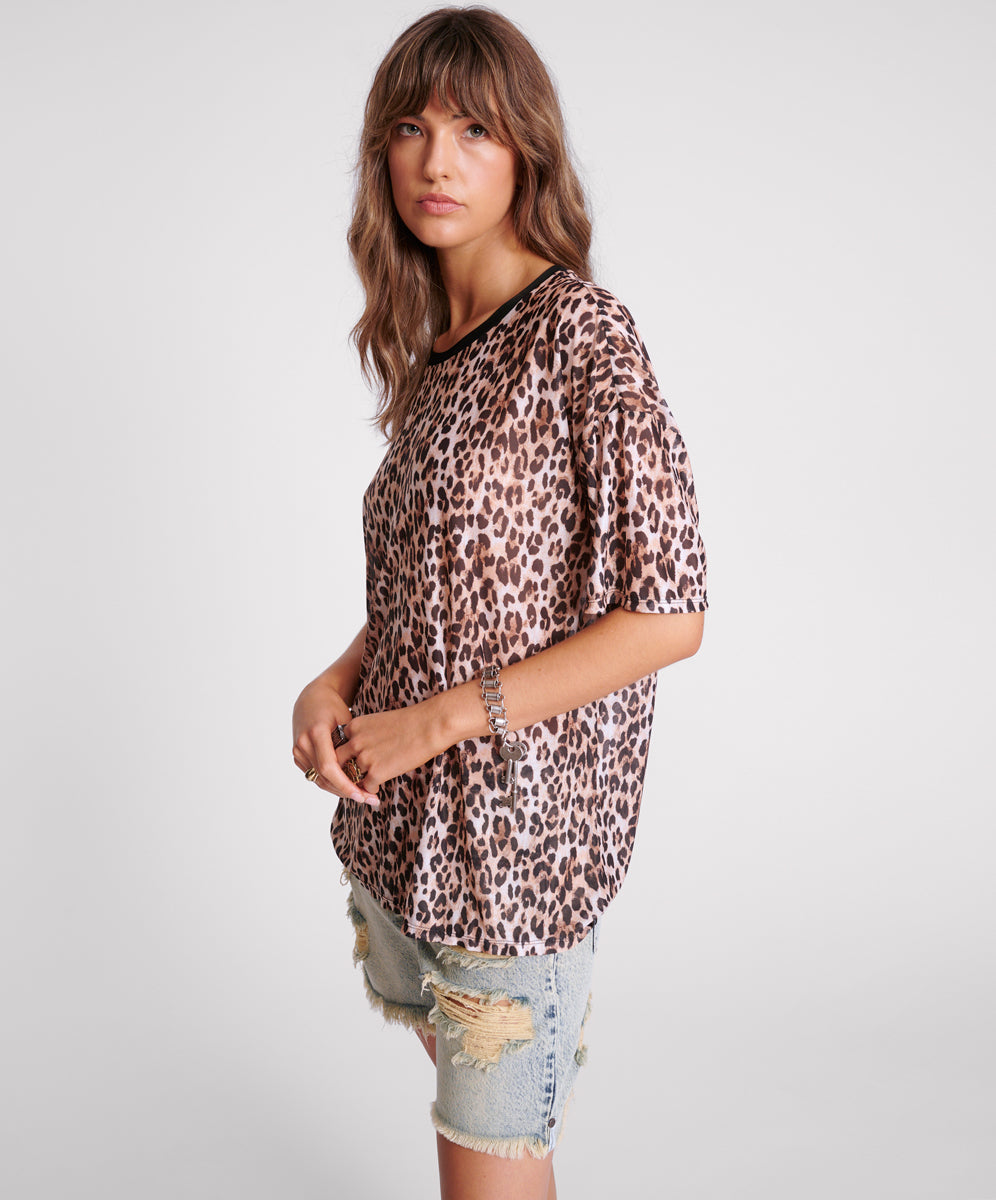 Printed Mesh Tee - Animal | One Teaspoon